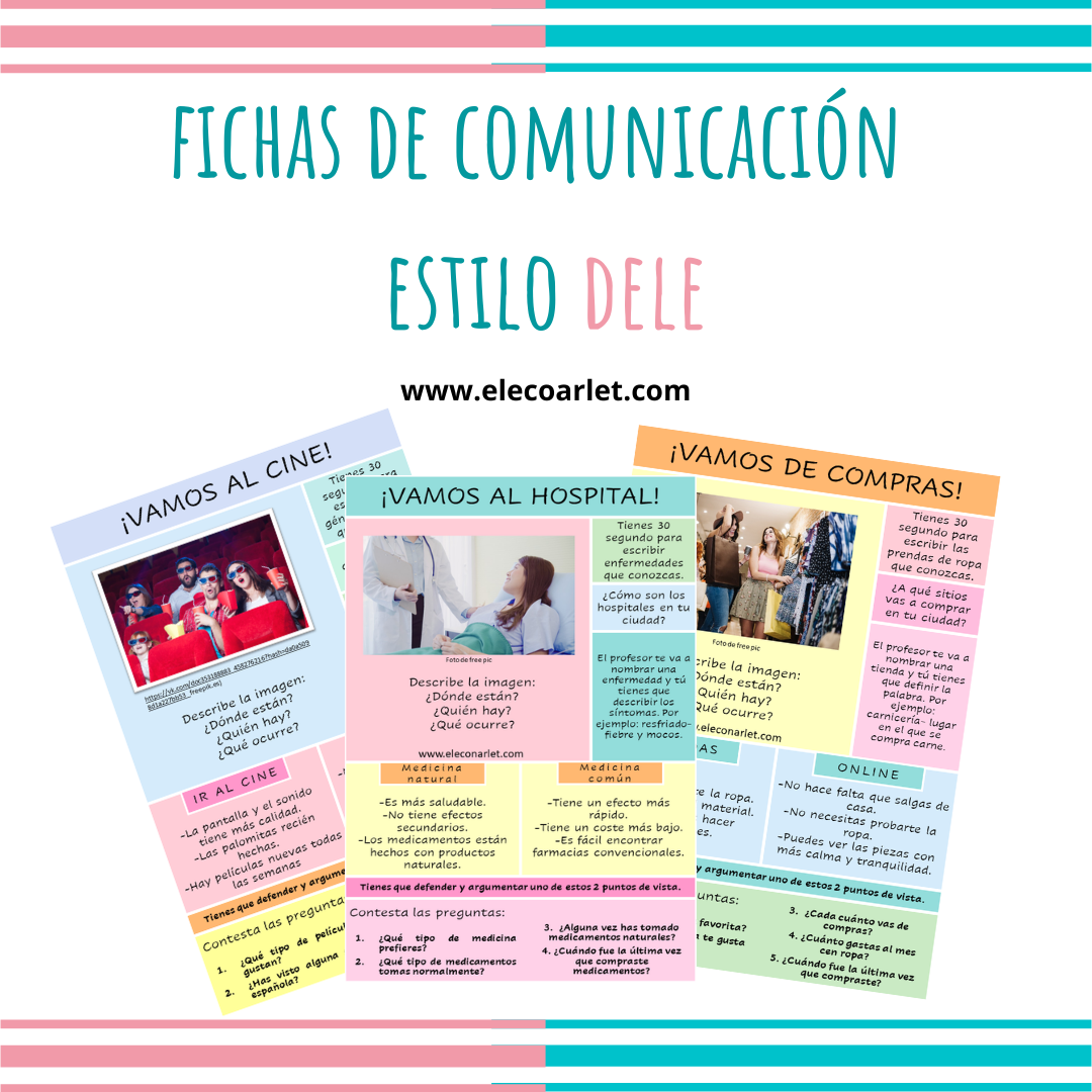 Fichas de comunicación oral: especial DELE – ELEconArlet