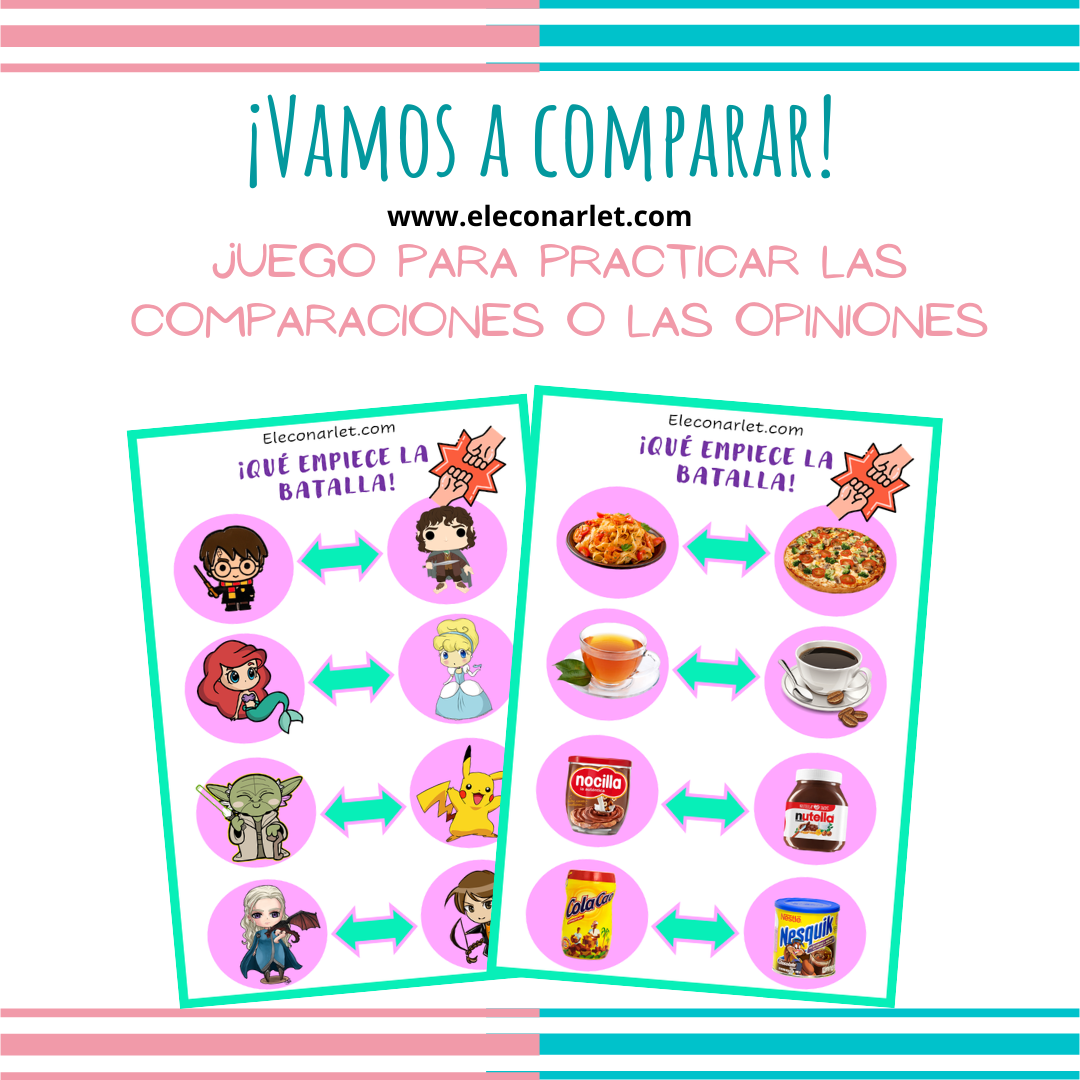 Juego de comparaciones: fichas de comunicación – ELEconArlet